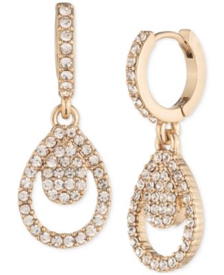 Givenchy Pavé Crystal Pear-Shape Charm Hoop Earrings - Macy's