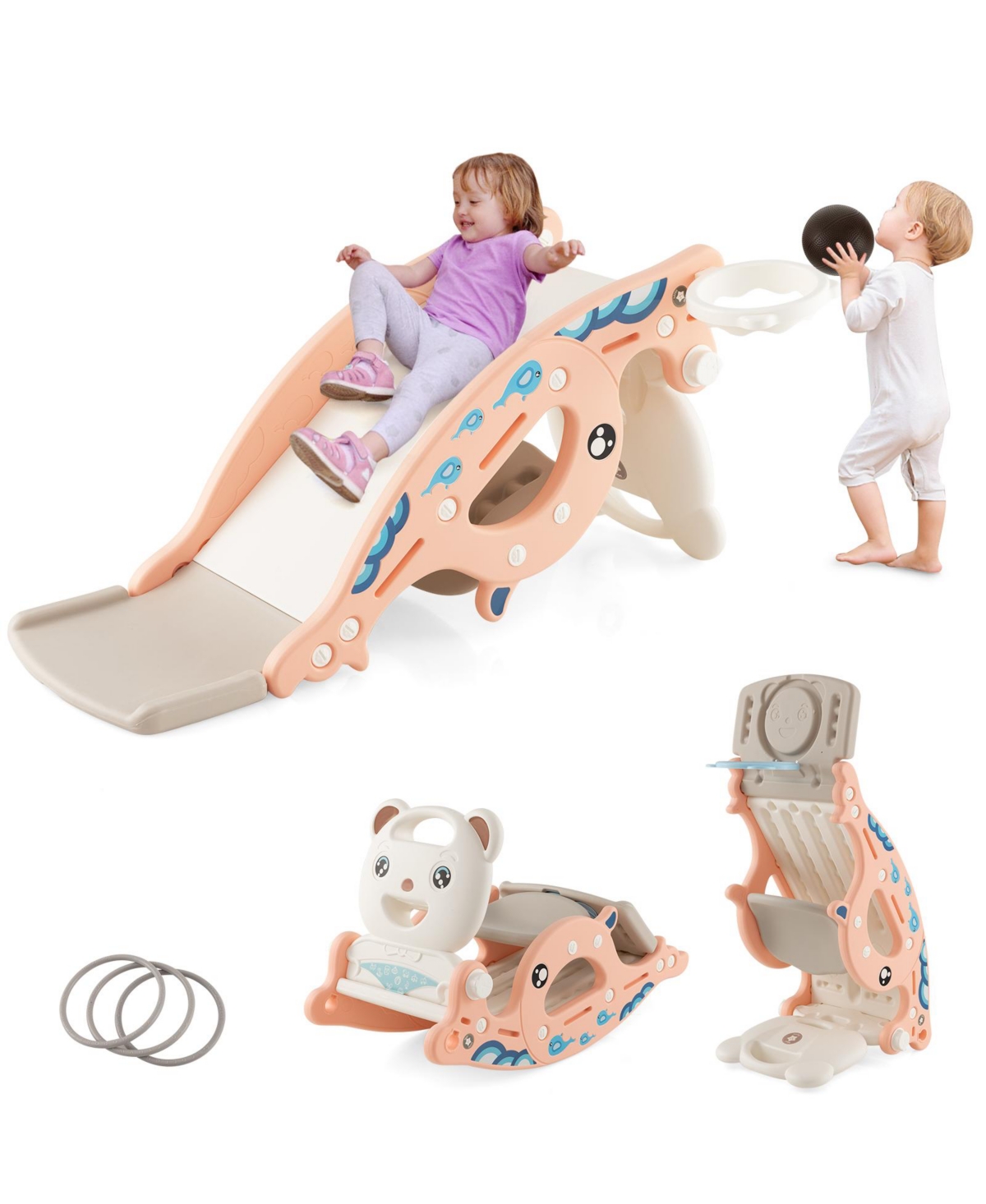 Click here for 4-in-1 Kids Slide Rocking Horse with Basketball an... prices