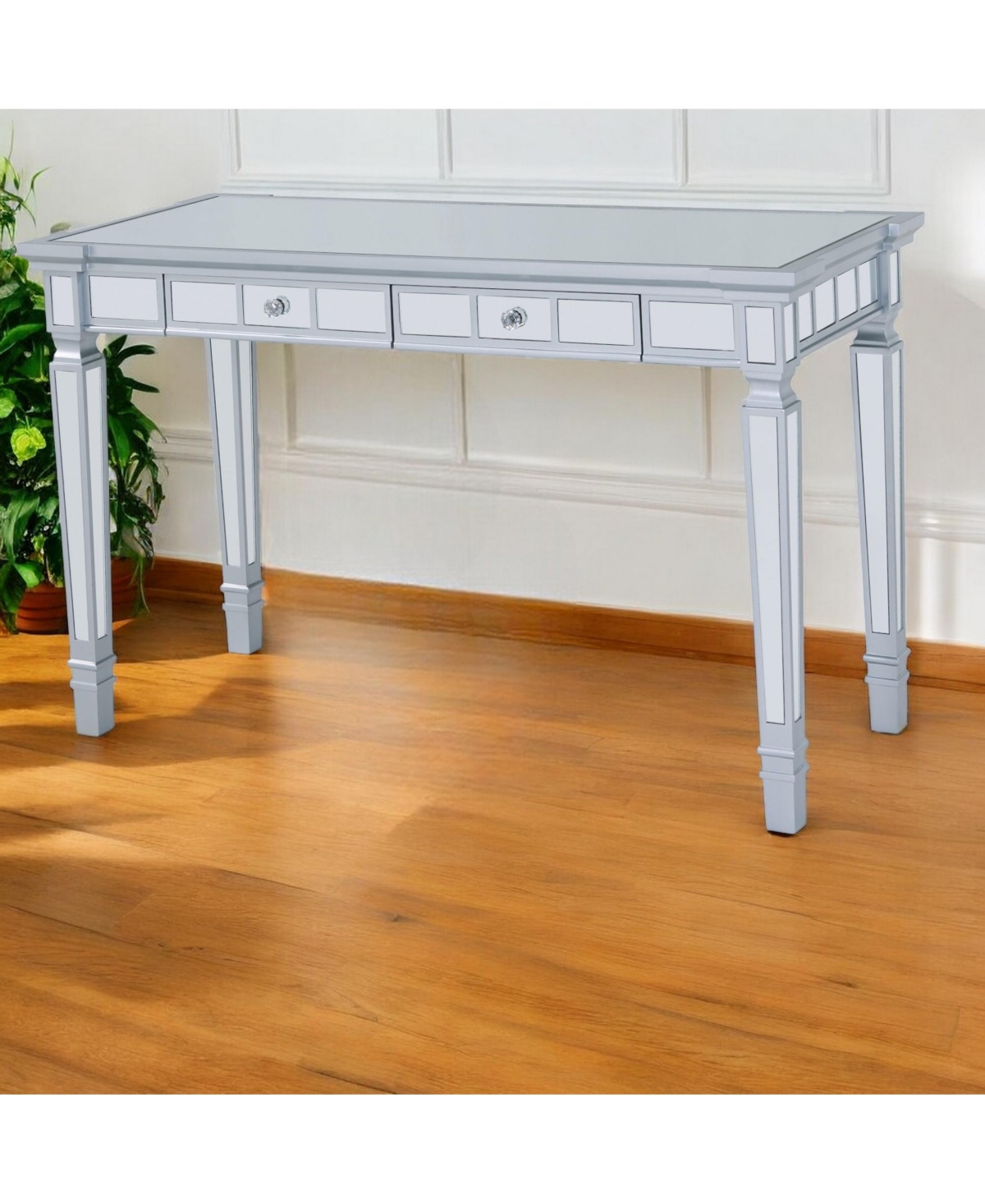 Click here for 47" Silver Mirrored Writing Desk With Two Dra... prices