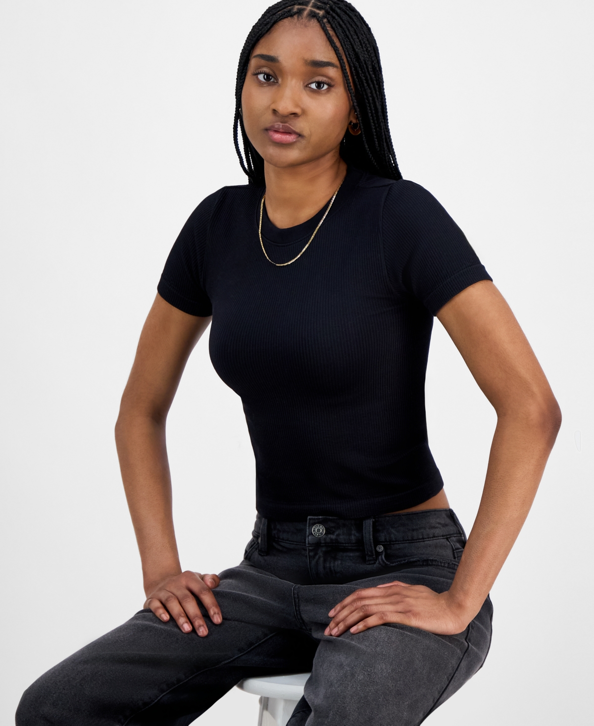 Click here for Hippie Rose Juniors Seamless Crewneck Ribbed Tee -... prices