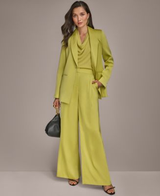Donna Karan New York Women's Satin One-Button Jacket & Wide-Leg Pants ...