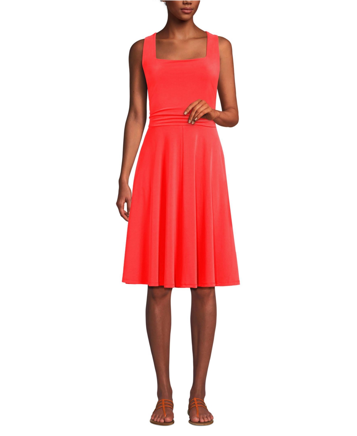 Click here for Lands End Womens Cupro Fit and Flare Sleeveless Dr... prices