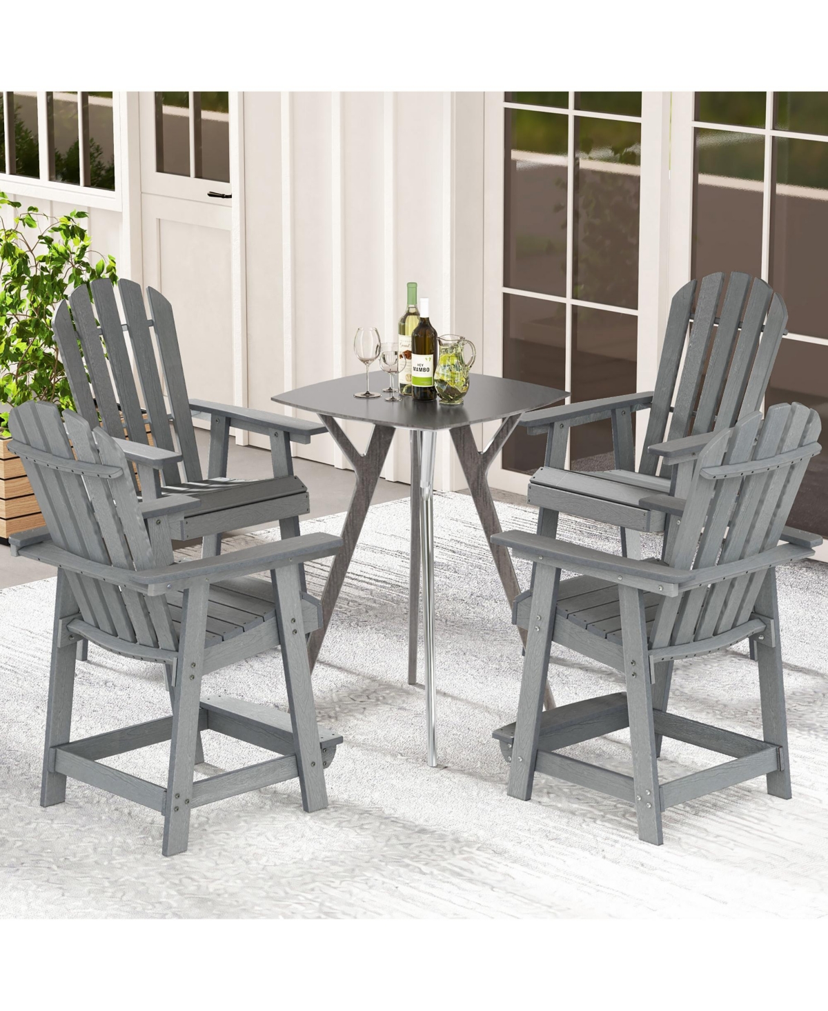 Click here for Gymax 4PCS Bar Stool Hdpe Chair w/ Armrest Footres... prices