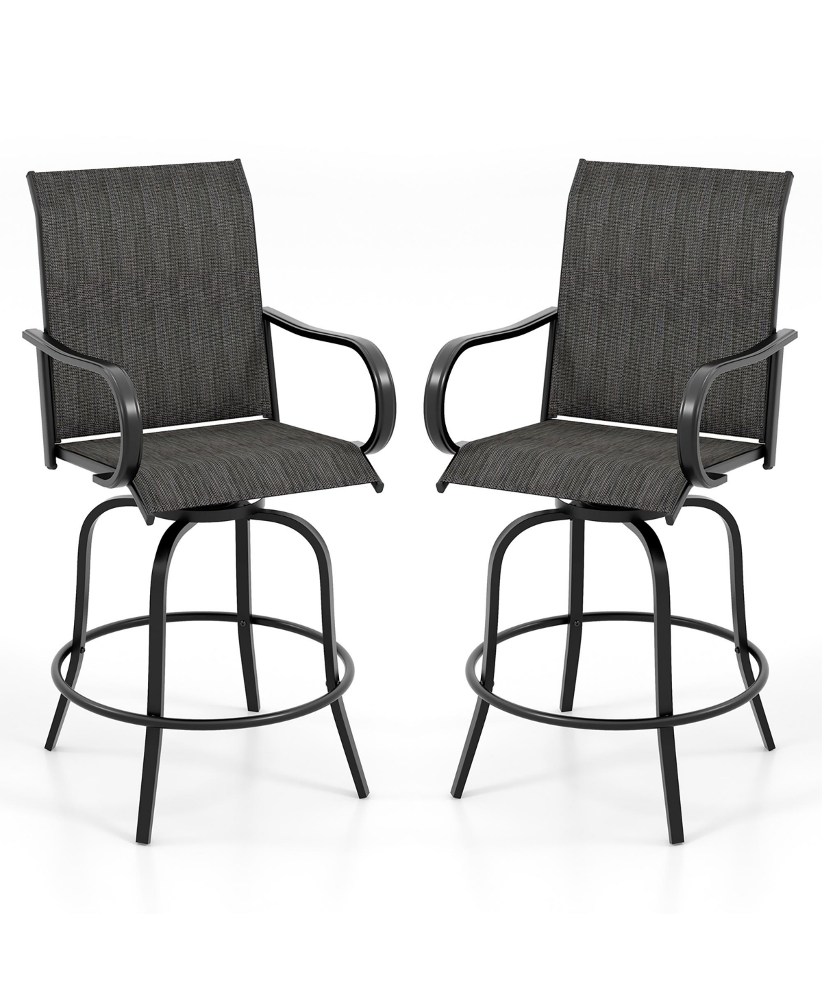 Click here for Gymax Outdoor Swivel Bar Stool Set of 2 w/Breathab... prices