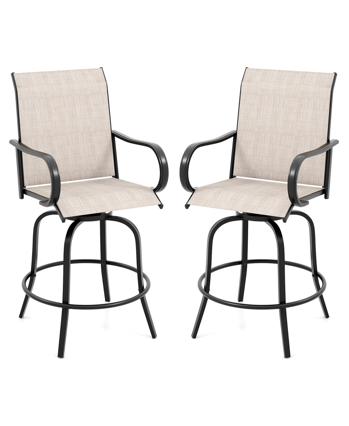 Click here for Gymax Outdoor Swivel Bar Stool Set of 2 w/Breathab... prices