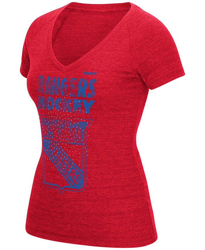 Reebok Women's New York Rangers Block Rhinestone T-Shirt - Macy's