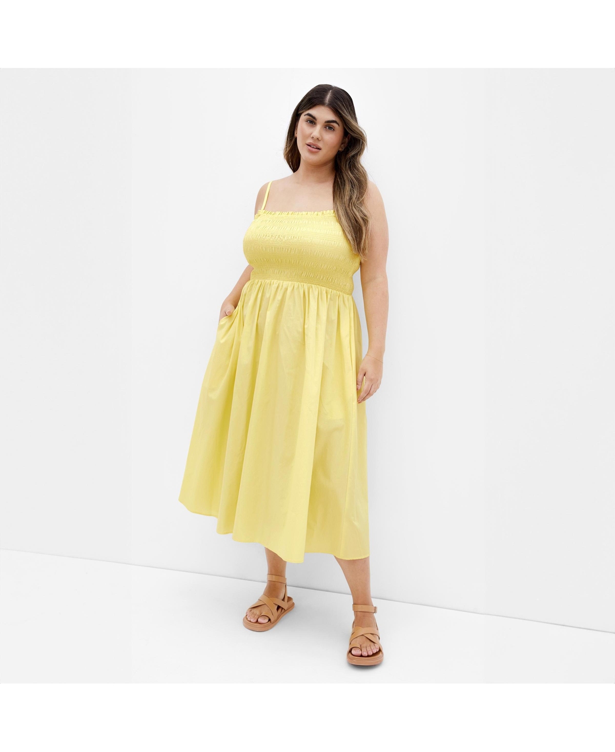Click here for City Chic Plus Size Jolie Midi Dress - Lemon prices