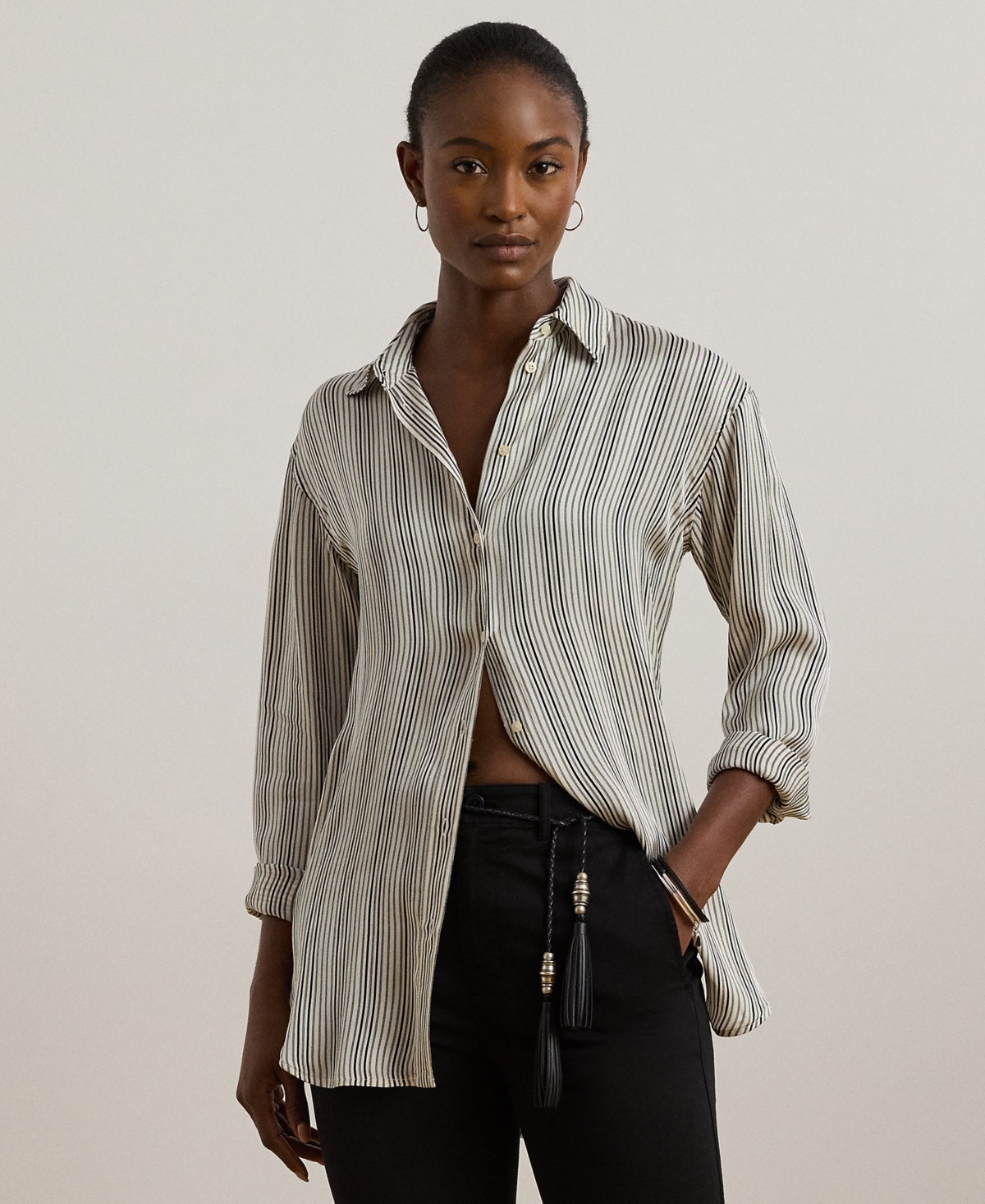 Click here for Lauren Ralph Lauren Petite Relaxed-Fit Striped Sat... prices