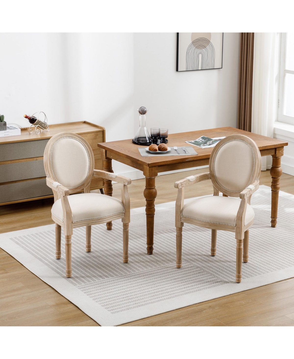 Click here for Solid Wood Dining Chair Set of 2 Cream - Beige prices