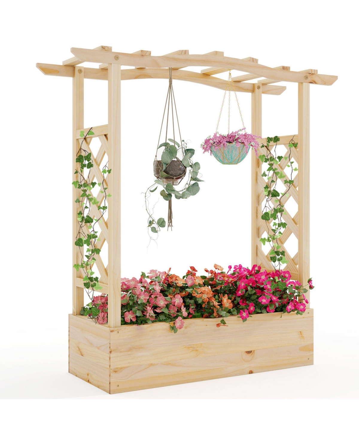 Click here for Wooden Raised Garden Bed Planter Box with Trellis... prices