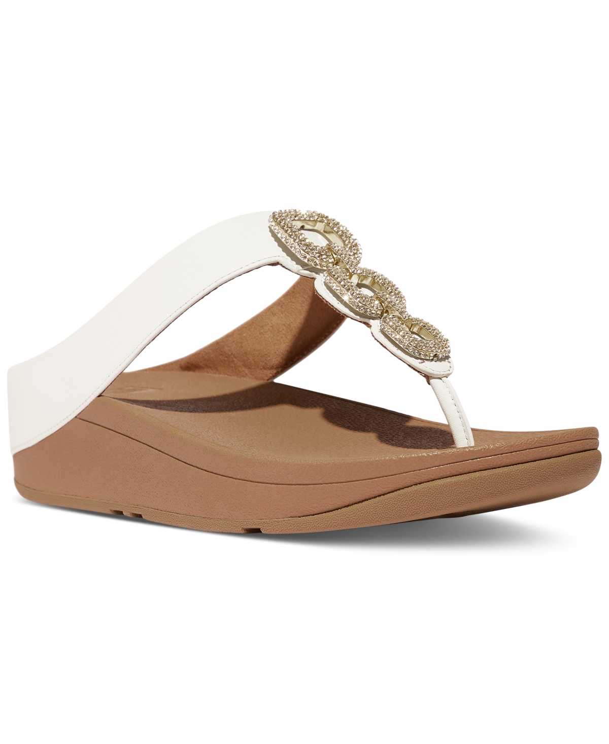 Click here for FitFlop Womens Fino Crystal Chain Leather Toe-Post... prices