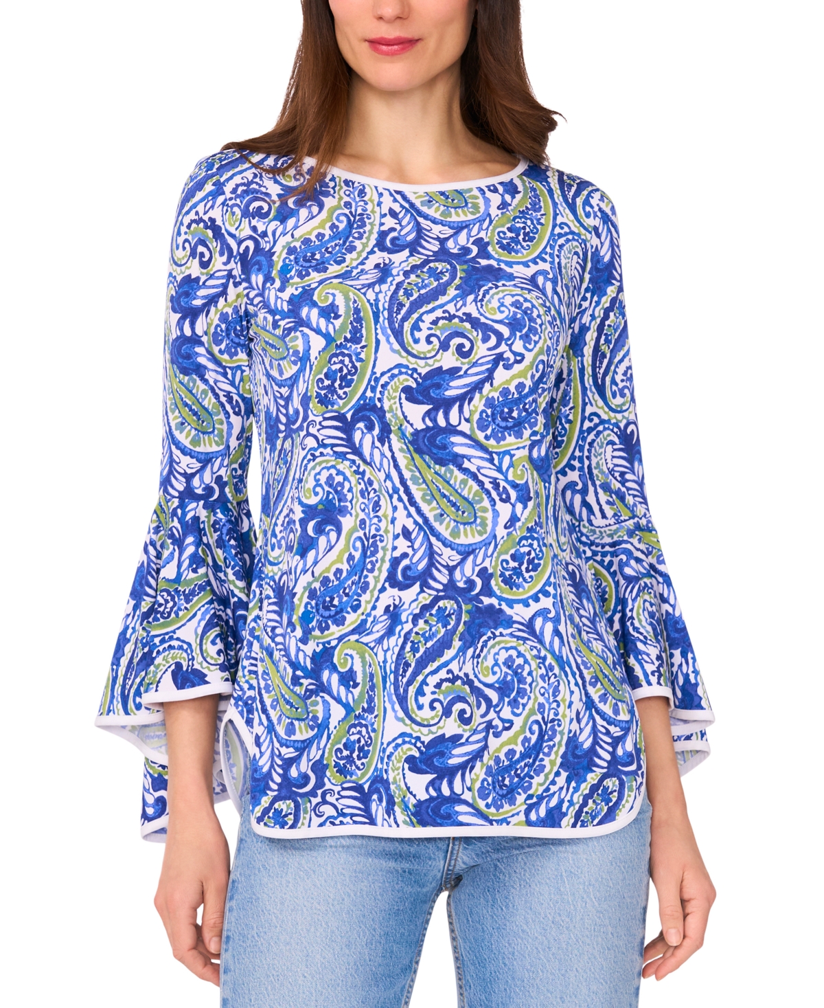 Click here for Sam & Jess Womens Printed Crewneck 3/4-Bell-Sleeve... prices