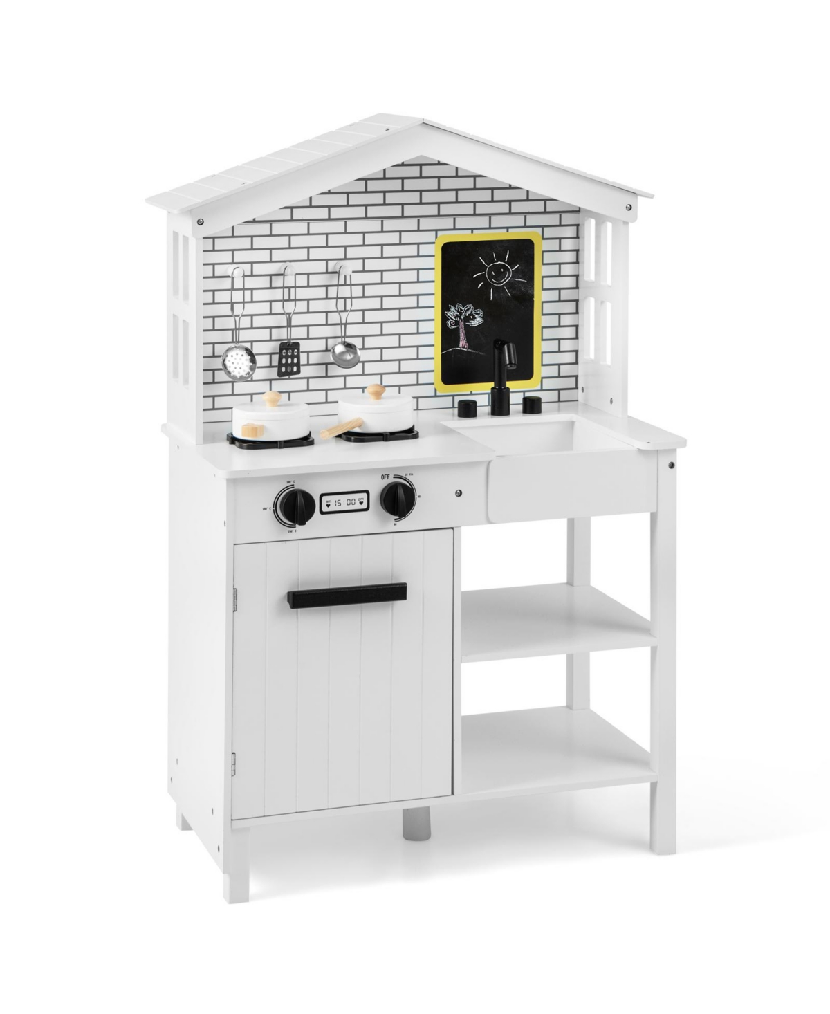 Click here for Kids Wooden Kitchen Play Set with Storage Shelves... prices