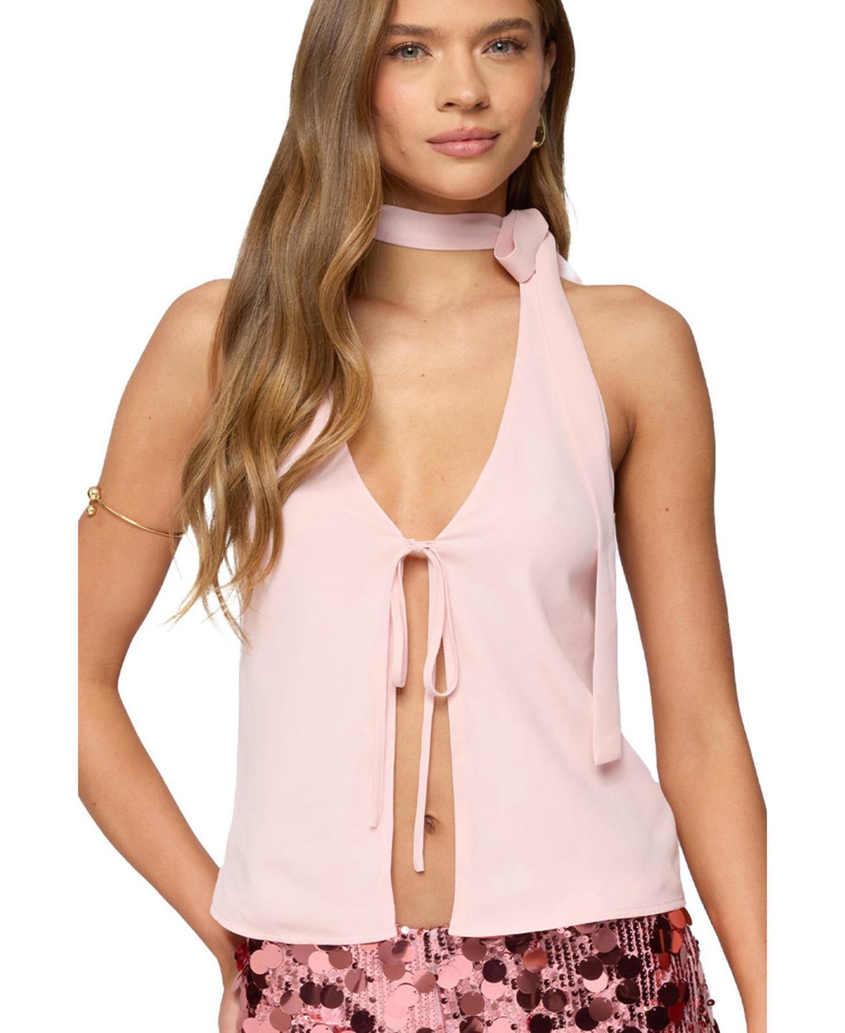 Click here for Edikted Womens Rivere Split Front Halter Top - Pin... prices