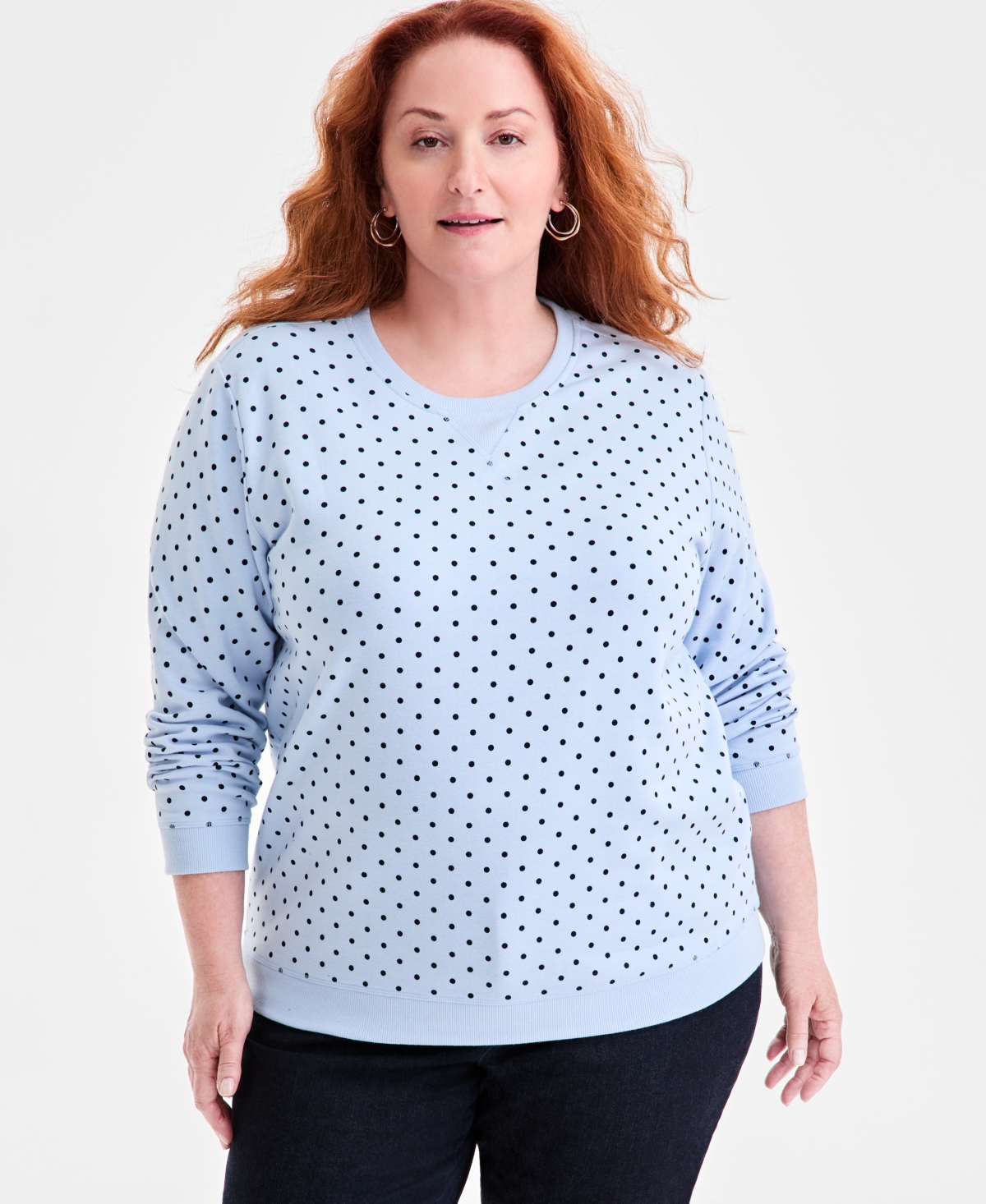 Click here for Style & Co Plus Size Fleece Crewneck Long-Sleeve T... prices