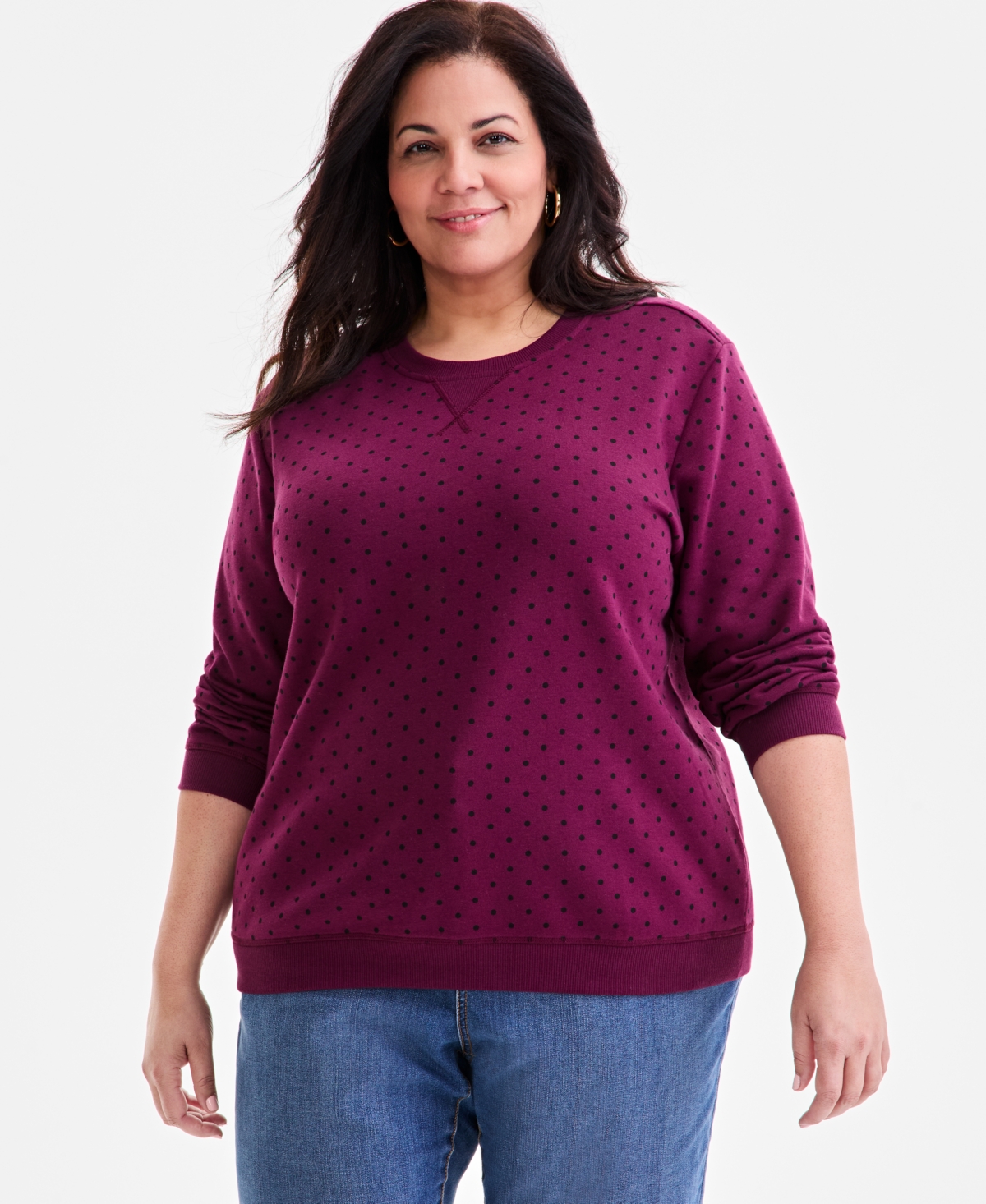 Click here for Style & Co Plus Size Fleece Crewneck Long-Sleeve T... prices