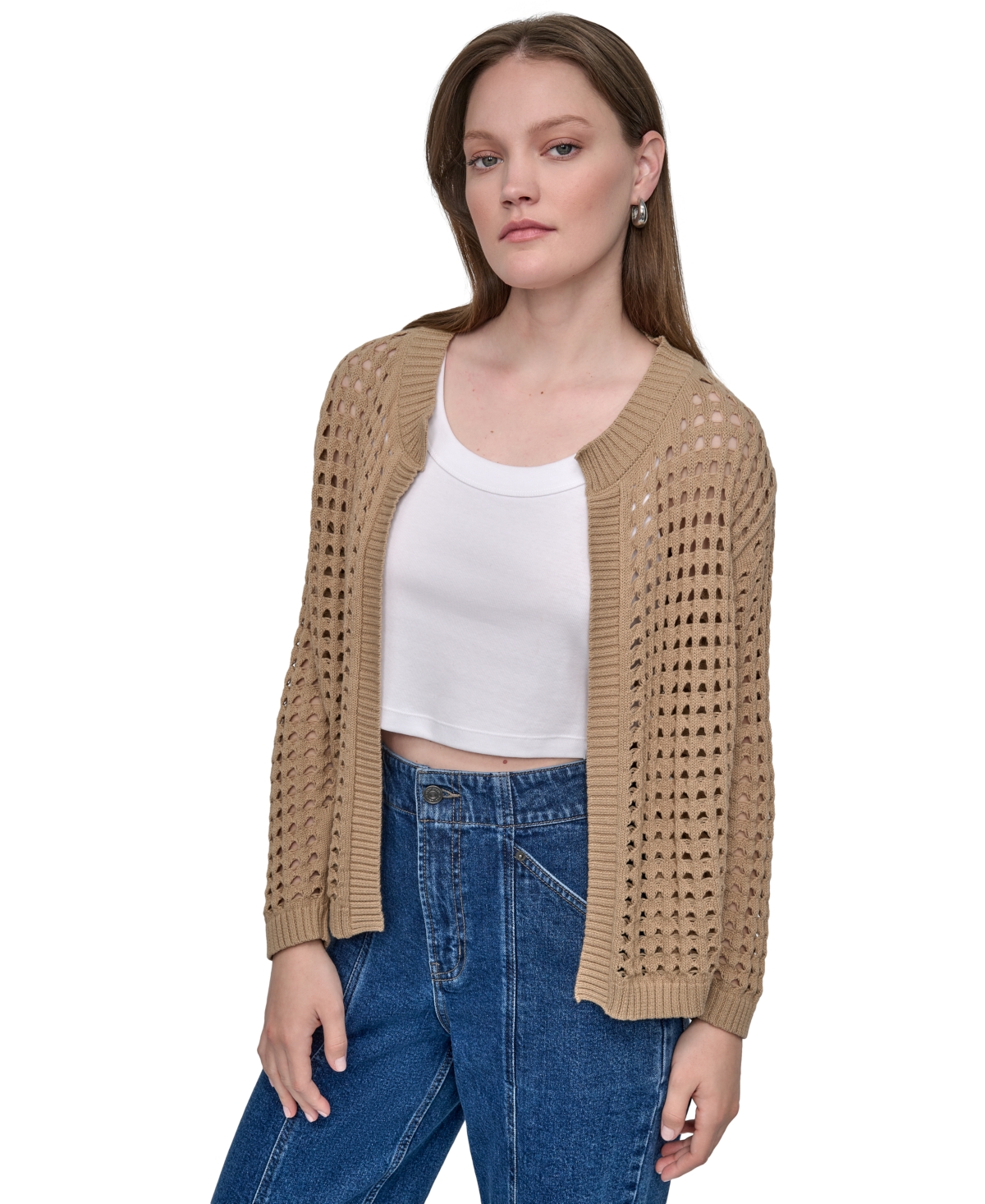 Click here for Dkny Jeans Womens Open-Stitch Drop-Shoulder Cardig... prices
