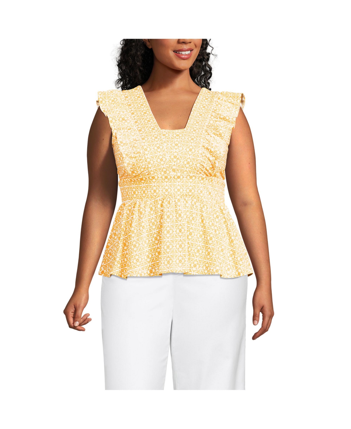 Click here for Lands End Plus Size Lightweight Jersey Ruffle Pepl... prices