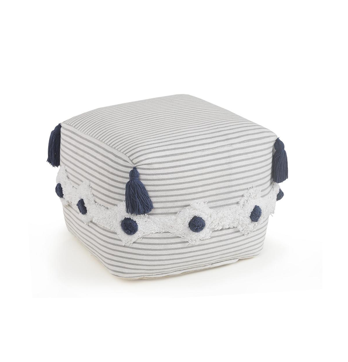 Click here for 18" Grey 100 Cotton Ottoman - Multi prices