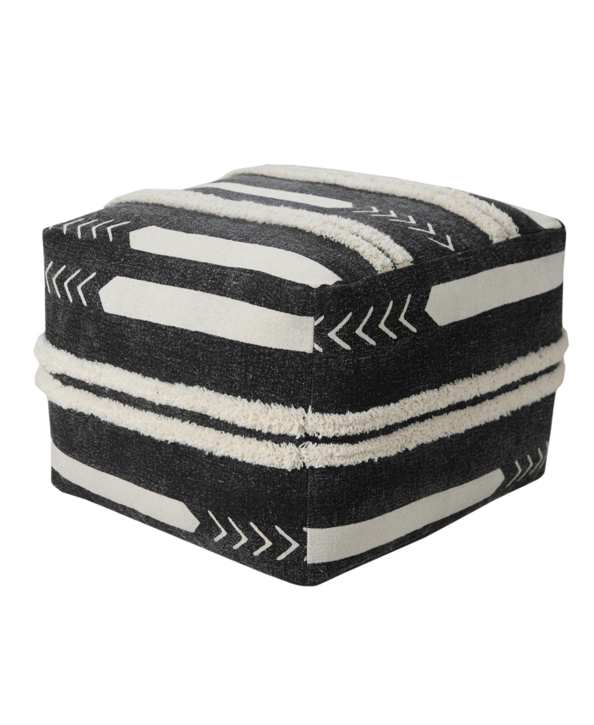Click here for 18" Black 100 Cotton Ottoman - Multi prices