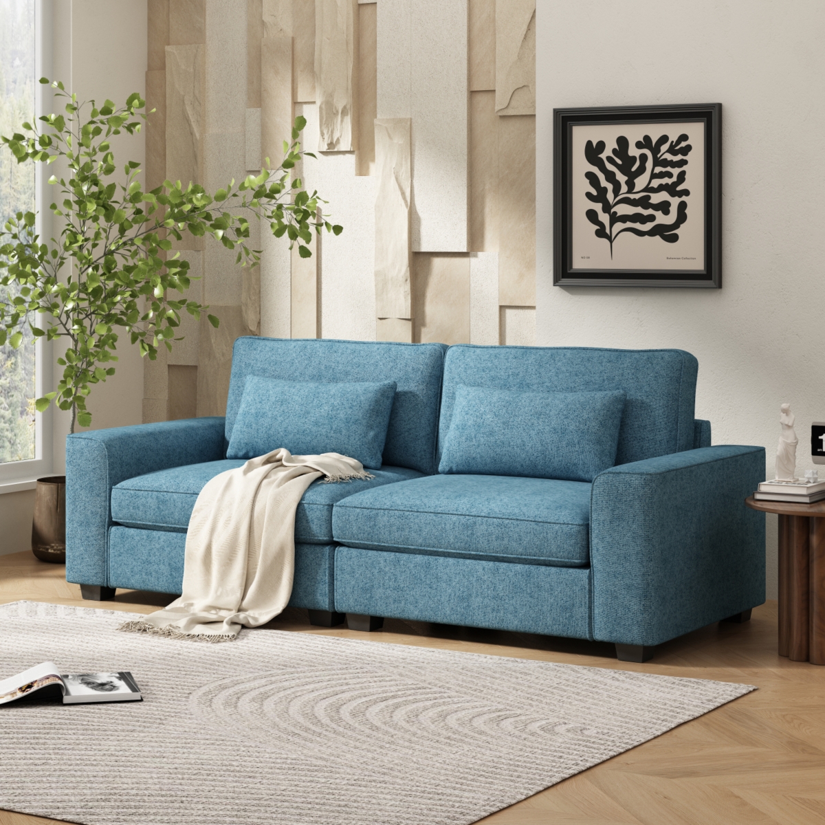 Click here for Streamdale Plush Fabric Sofa with Sleek Arms (79.5... prices