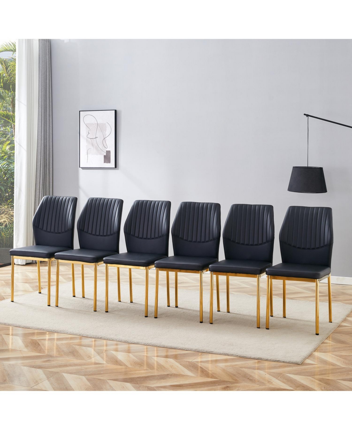 Click here for Streamdale Black Pu Dining Chairs - Gold Legs  Set... prices