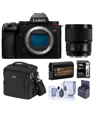 Panasonic LUMIX S5II Mirrorless Camera, Black, with LUMIX S 85mm f/1.8 Lens, Bundle with 128GB ...