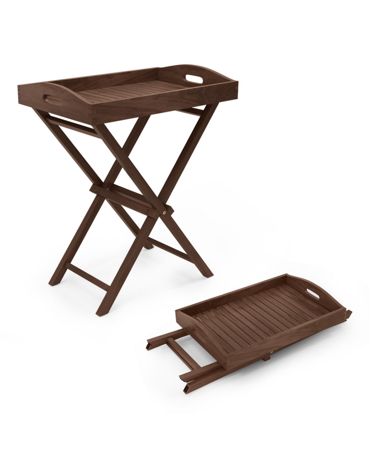 Click here for Solid Teak Wood Tray Table with Removable Tray Top... prices