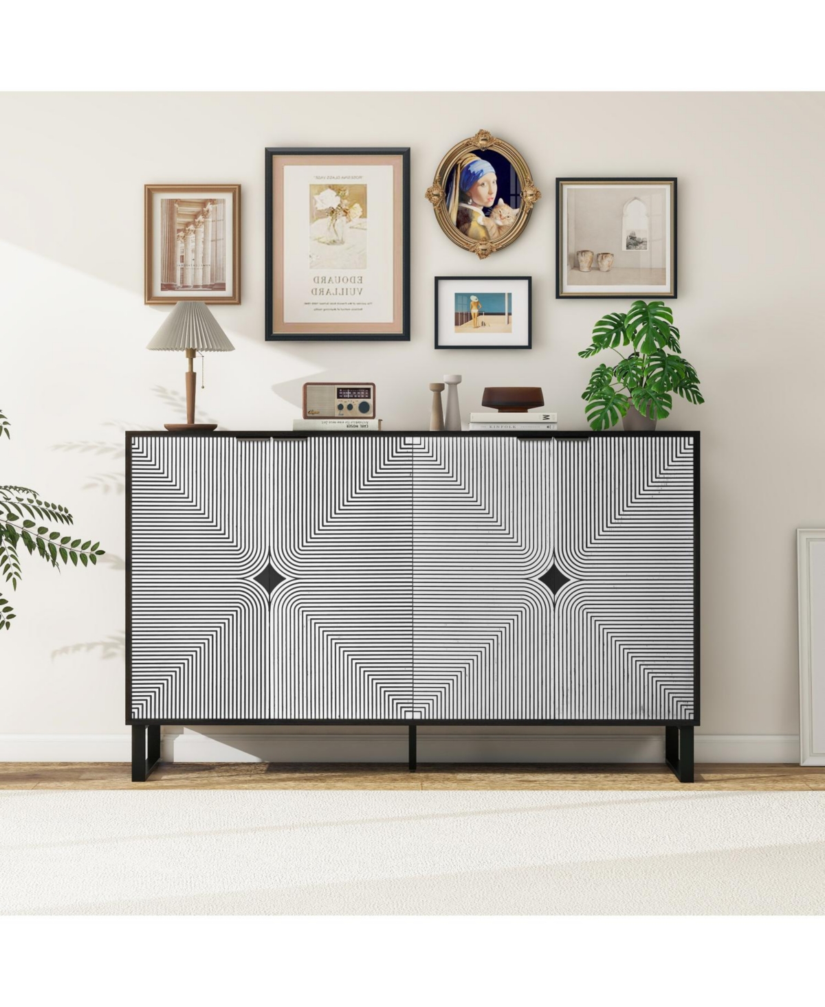 Click here for Streamdale Striped Sideboard Cabinet with Storage... prices