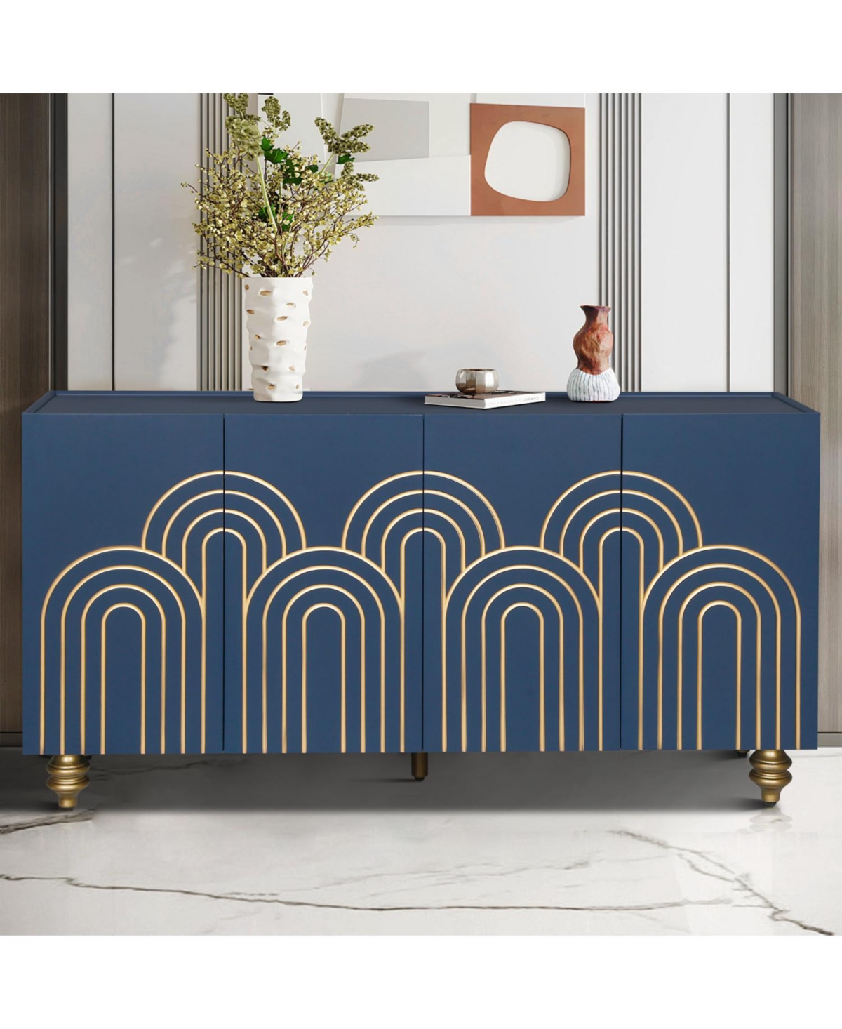 Click here for Streamdale Navy Blue Fluted Sideboard Buffet with... prices
