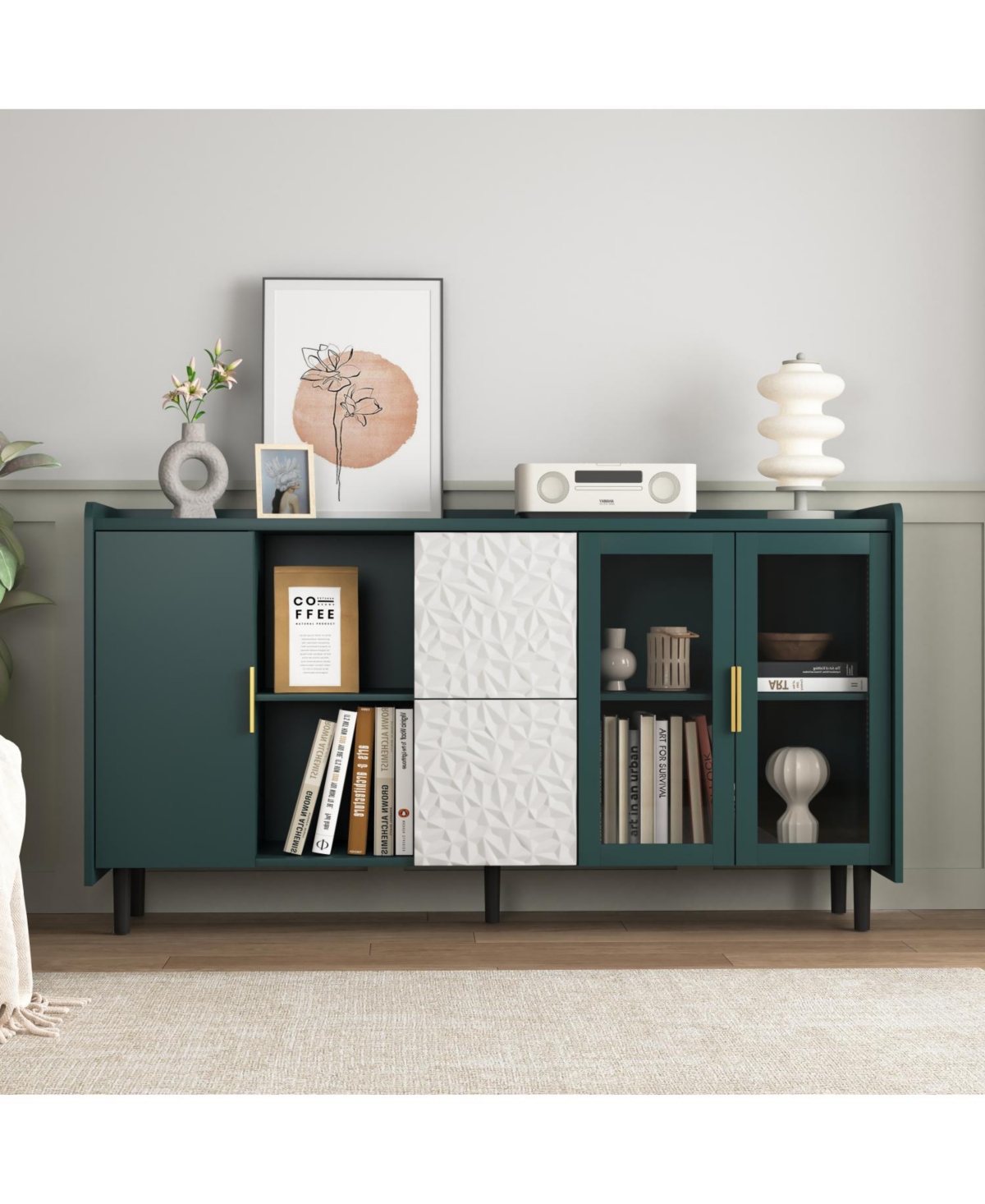 Click here for Streamdale Green Kitchen Storage Cabinet with Draw... prices