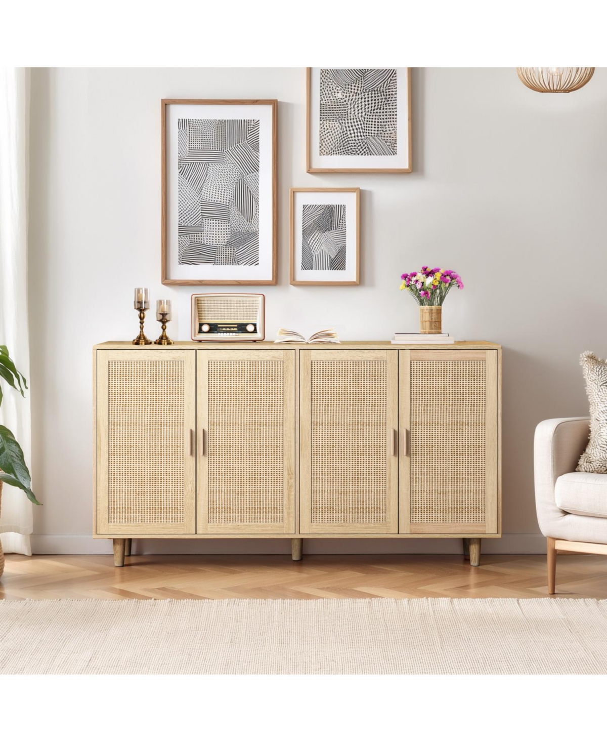 Click here for 62.20" Elegant and Functional 4-Door Rattan D... prices