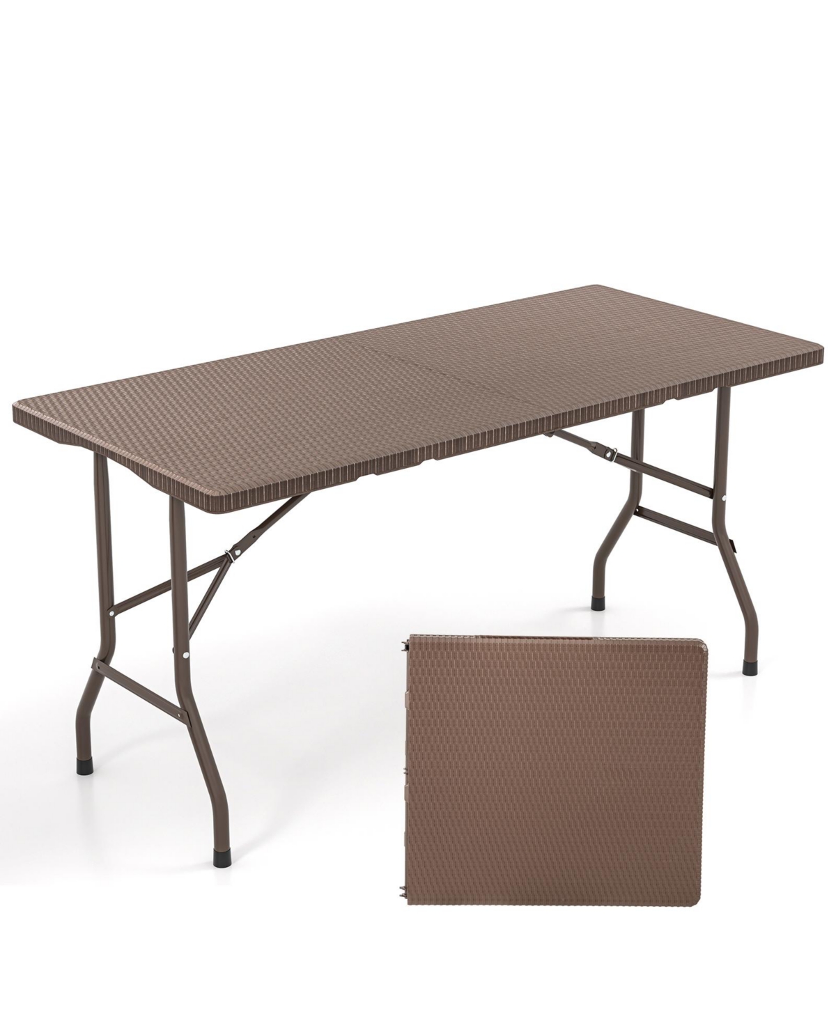 Click here for 5FT Folding Picnic Table with Rattan Grain Hdpe Ta... prices