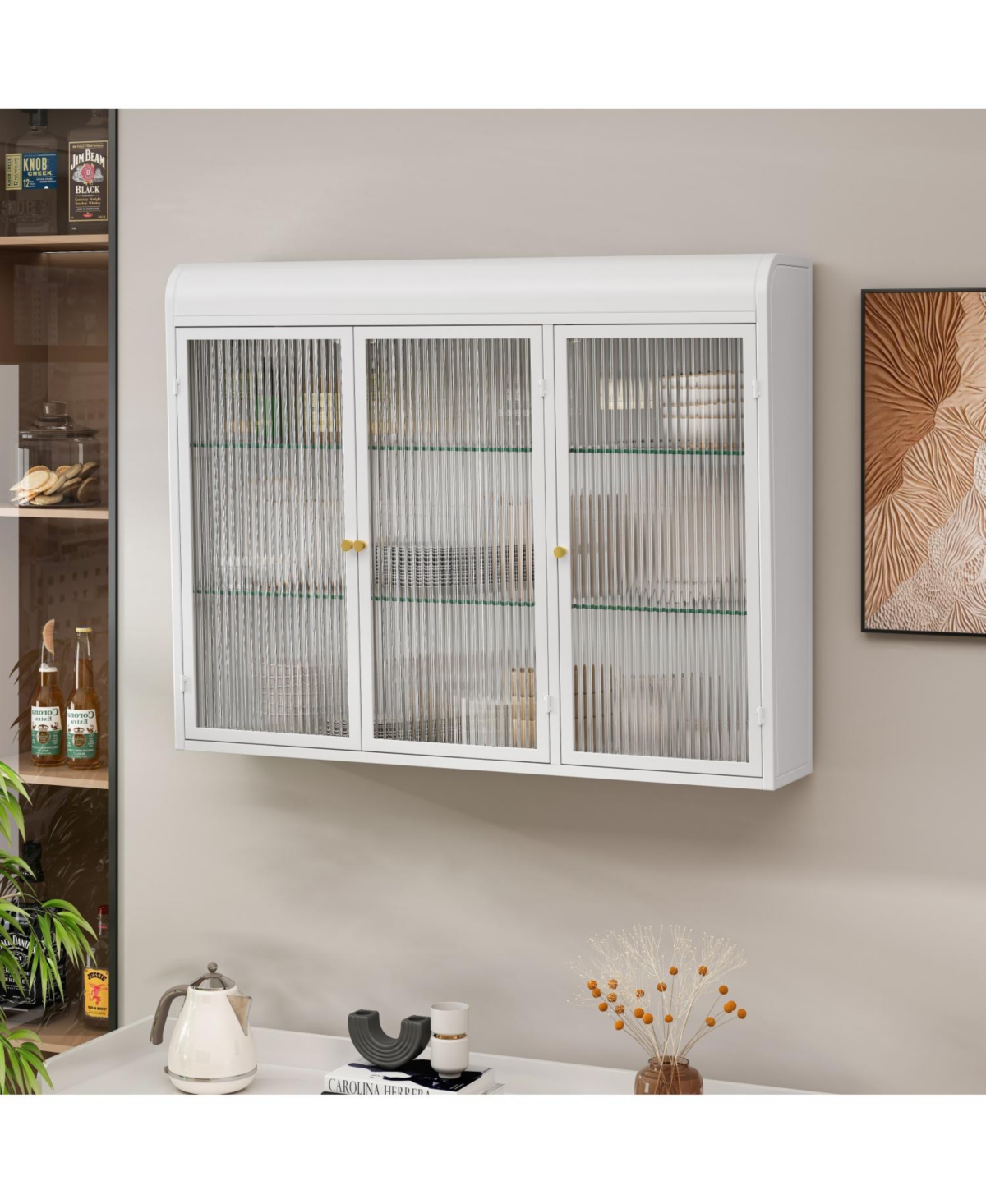 Click here for Streamdale Arched Glass Wall Cabinets (White) - Wh... prices