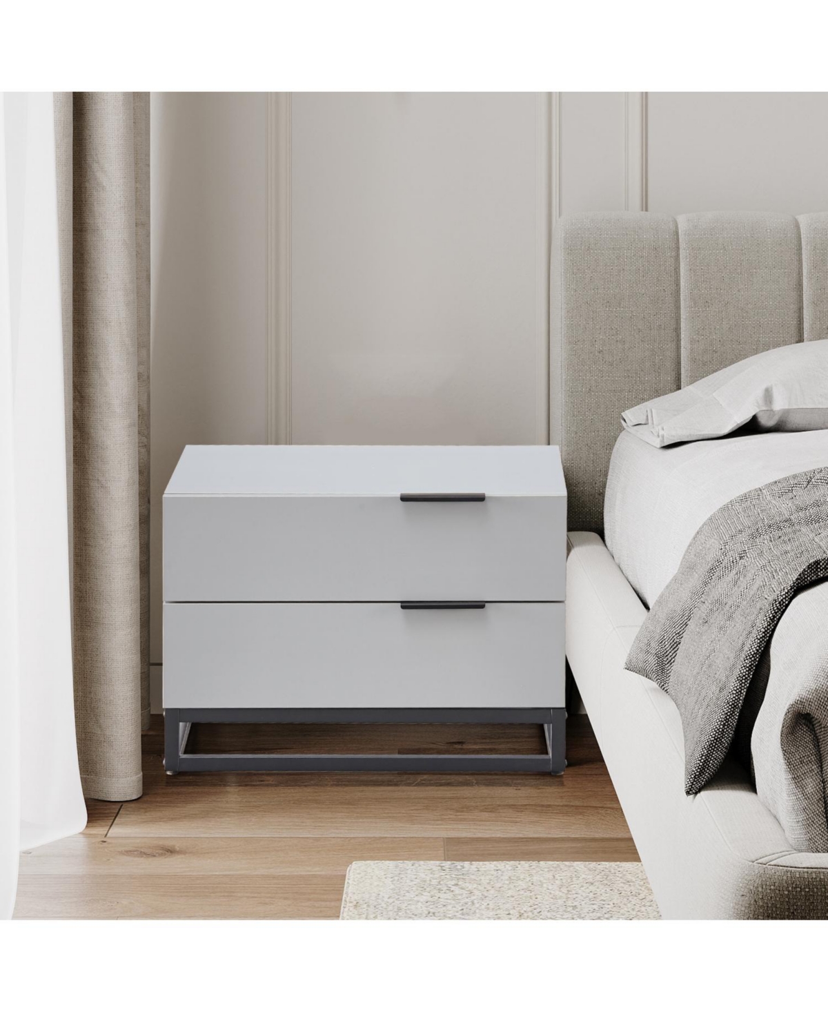 Click here for Streamdale Grey Nightstand with 2 Drawers for Clos... prices