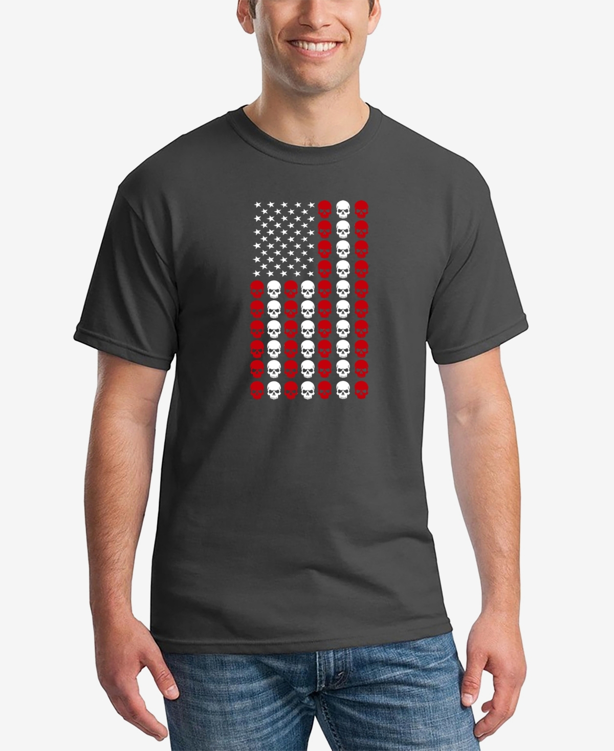 Click here for La Pop Art Mens Skull Flag Word Art T-Shirt - Dark... prices