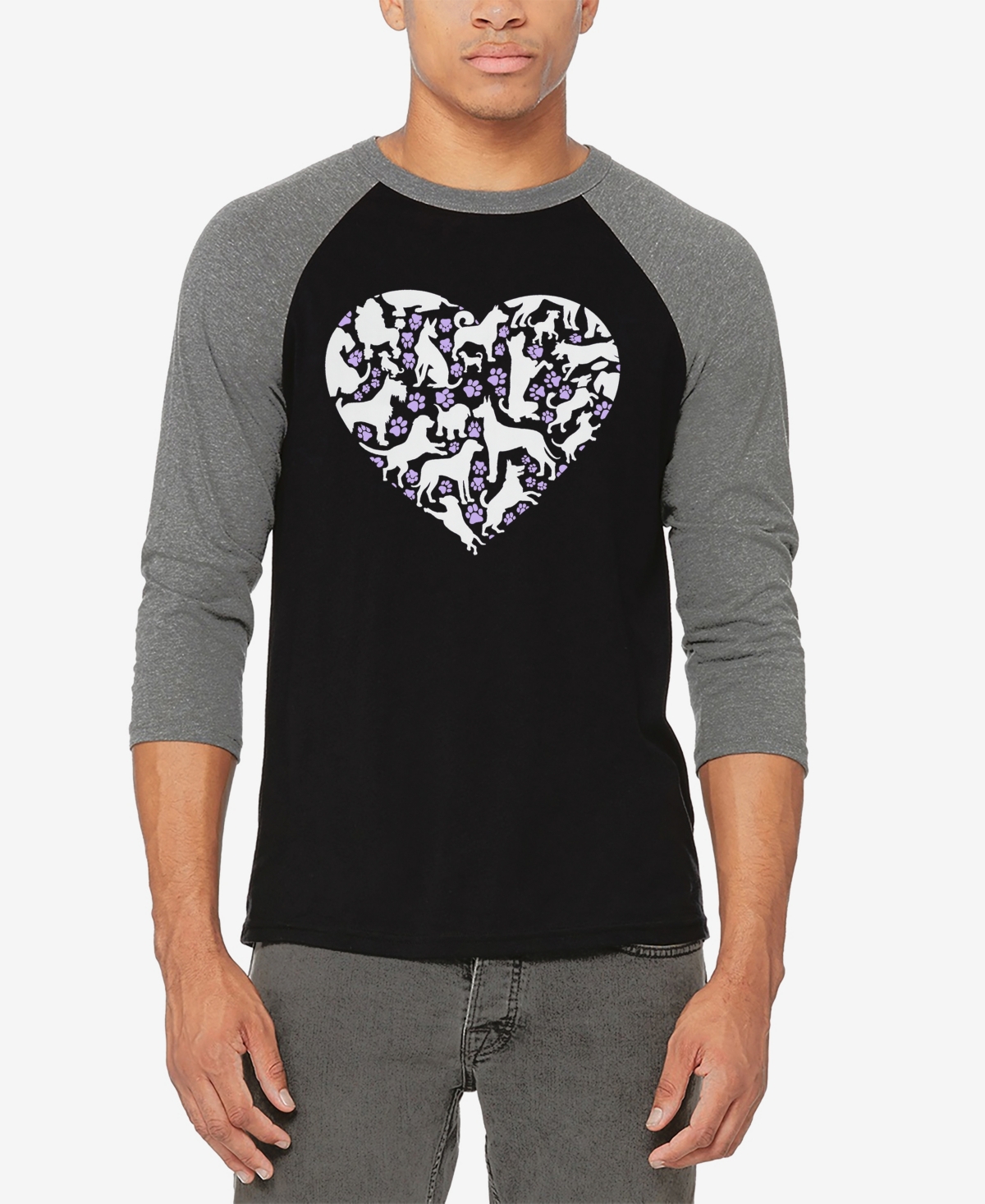 Click here for La Pop Art Mens Dog Heart Raglan Baseball Word Art... prices