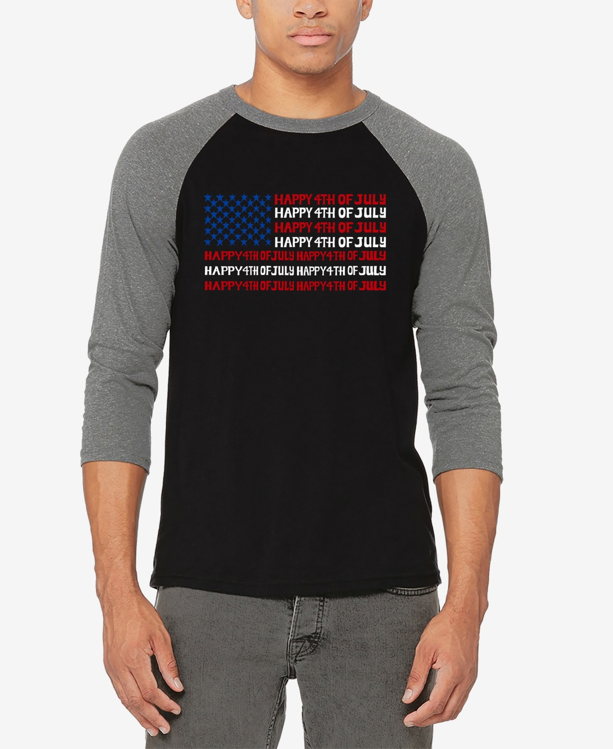 Click here for La Pop Art Mens Happy 4th of July Raglan Baseball... prices