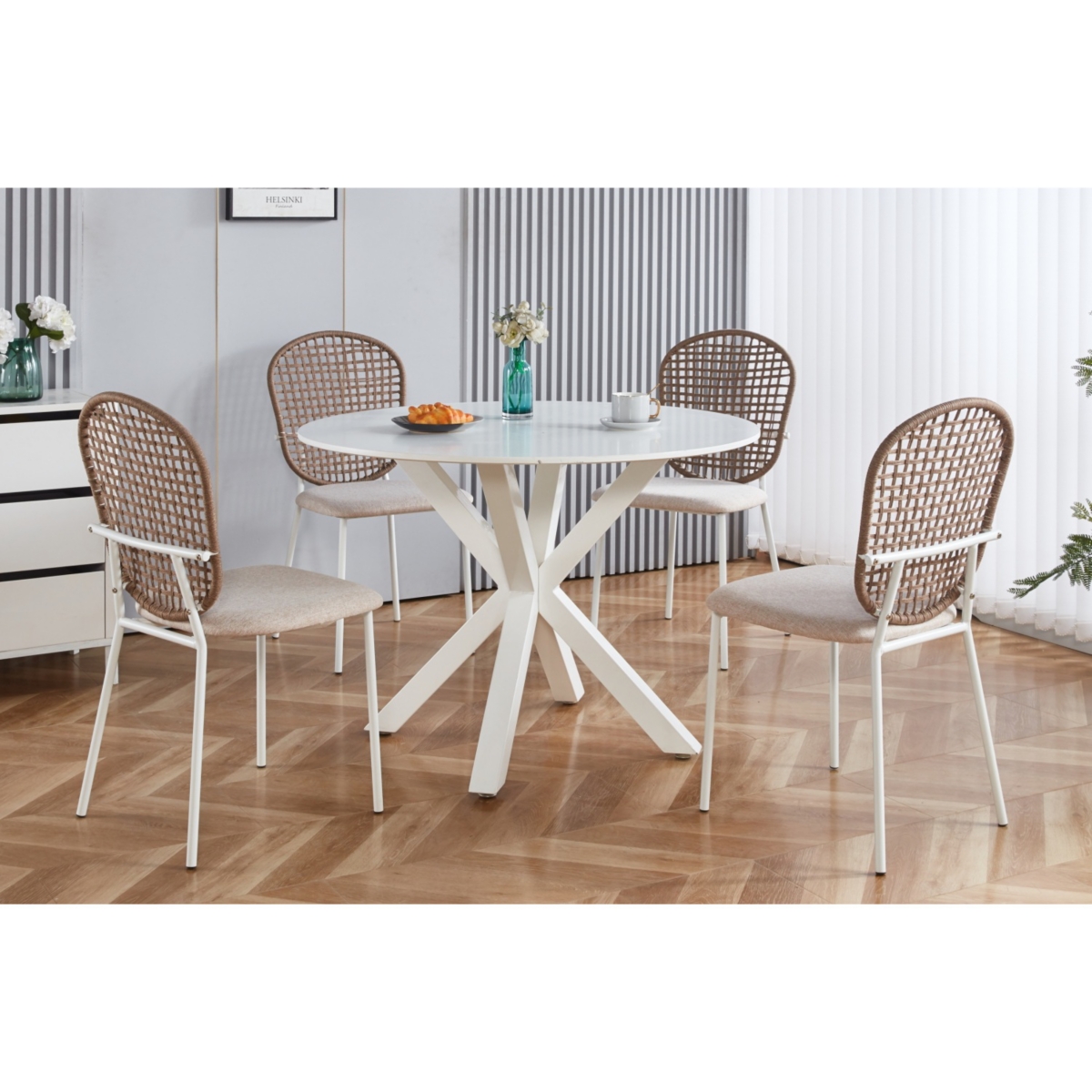 Click here for Streamdale 5-Piece Mid-Century Dining Set - White prices