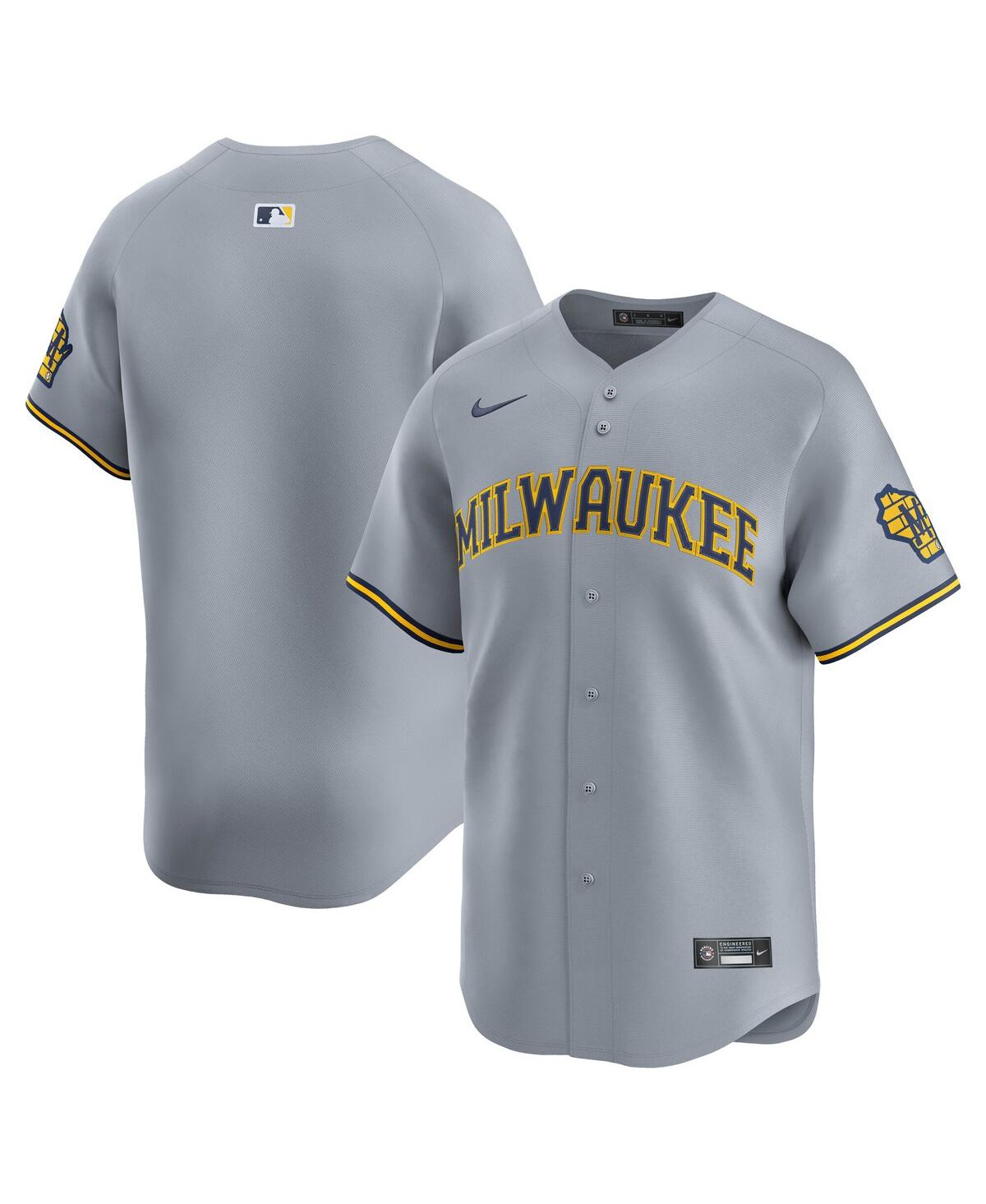 Click here for Nike Mens Gray Milwaukee Brewers Away Limited Jers... prices