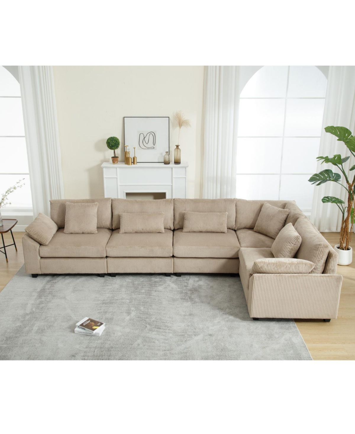 Click here for Streamdale Corduroy Modular Sofa  5-Seat  Brown -... prices