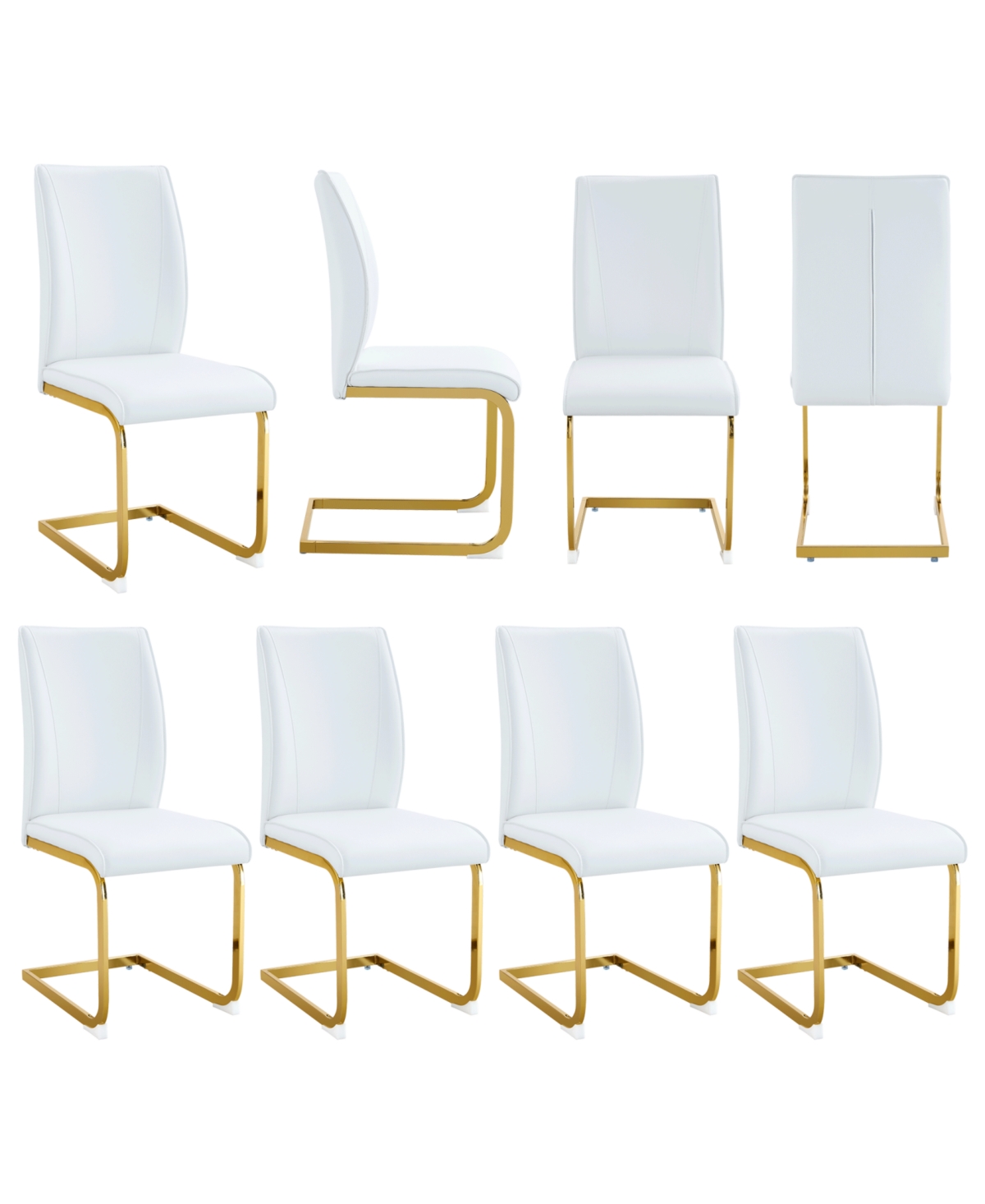 Click here for Streamdale Luxury White Pu Dining Chair Set - Gold... prices