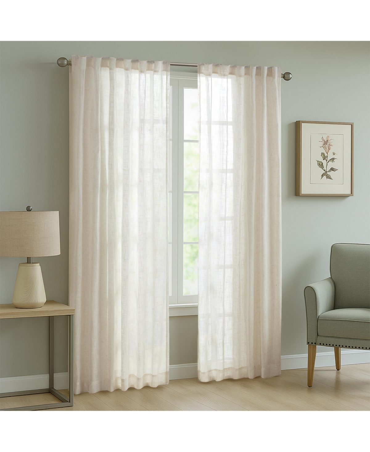 Click here for Devon 50x84" Natural Flax 1 Window Panel - Na... prices