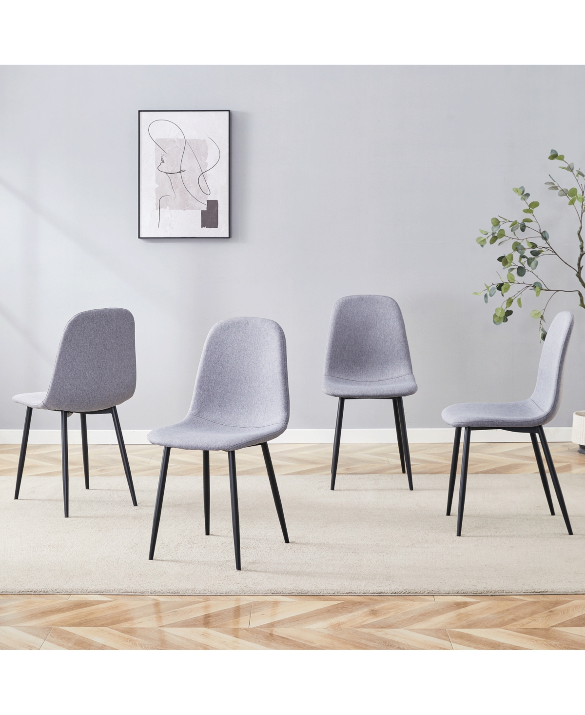 Click here for Streamdale Light Gray Linen Dining Chairs (Set of... prices