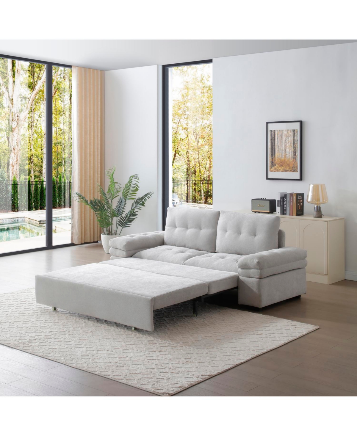 Click here for Streamdale Grey Linen Sleeper Sofa Bed with Pull O... prices