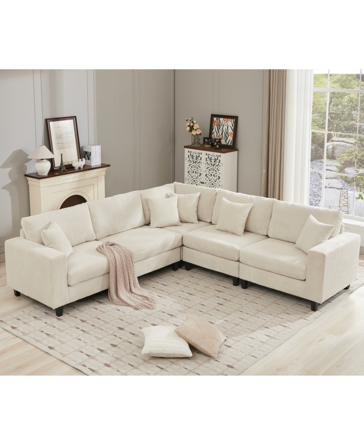 Click here for Streamdale Oversized Corduroy Modular Sofa Set 5-S... prices