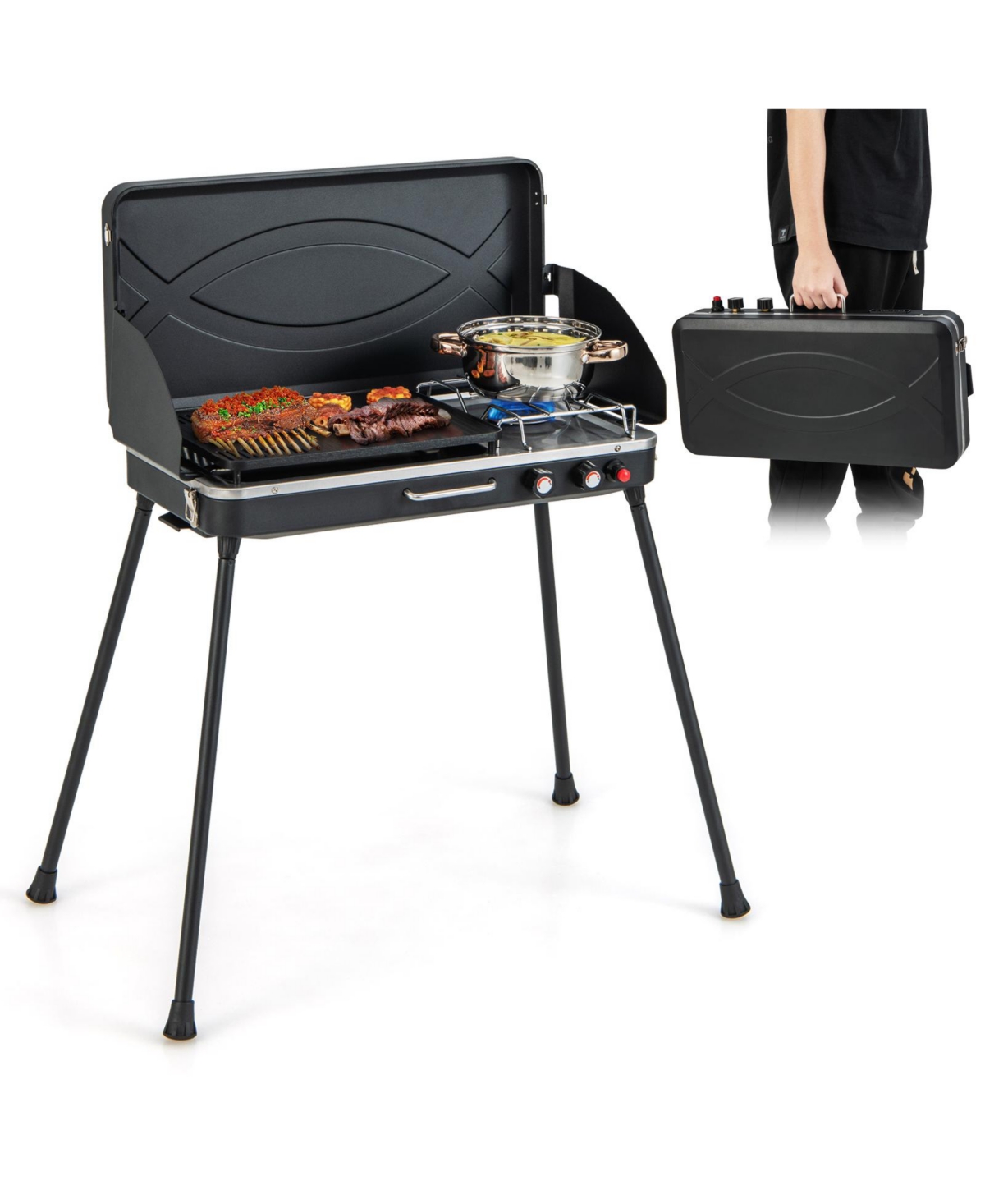 Click here for 2-in-1 Gas Camping Grill and Stove with Detachable... prices