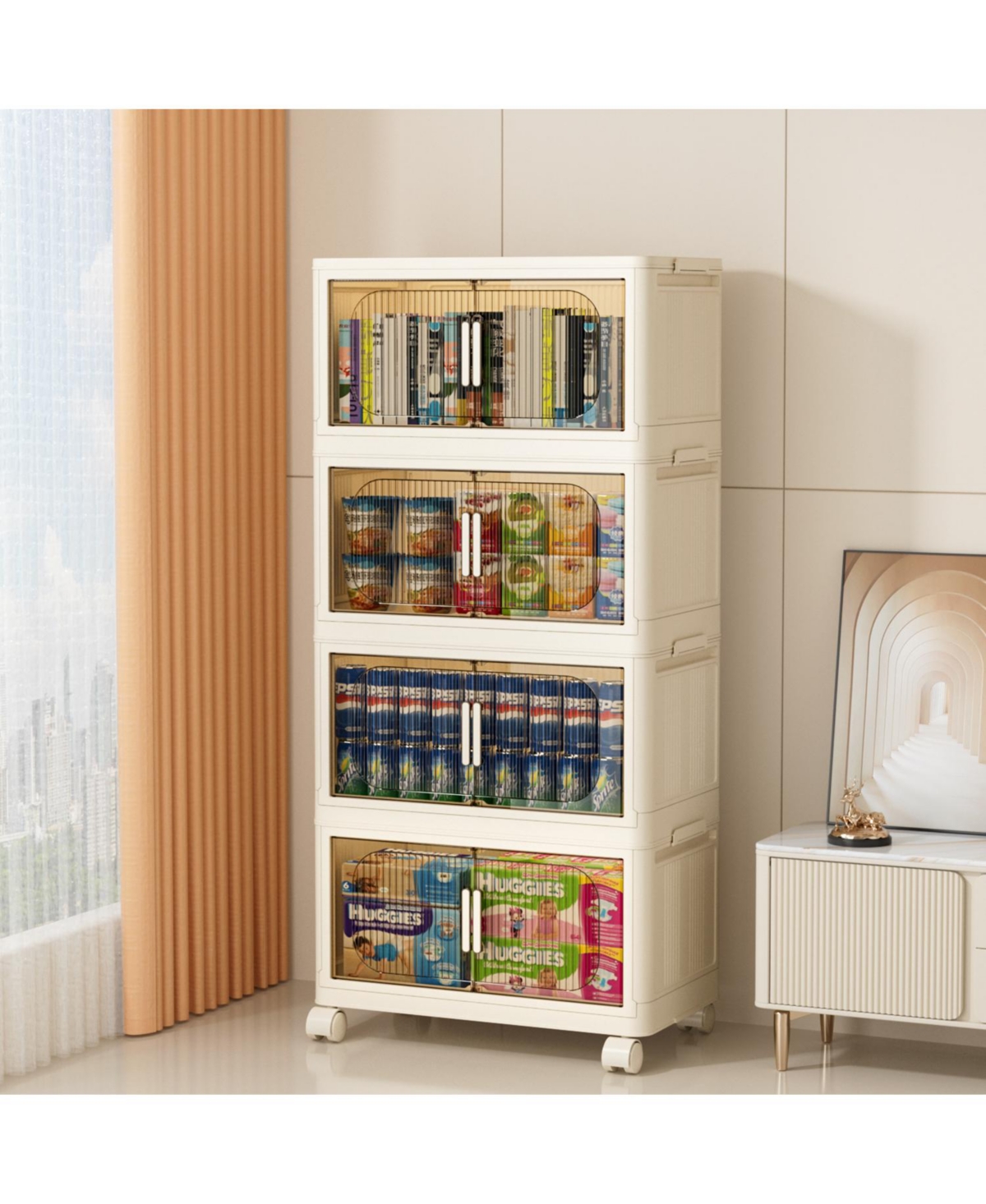 Click here for Streamdale Folding Storage Cabinet with Wheels and... prices