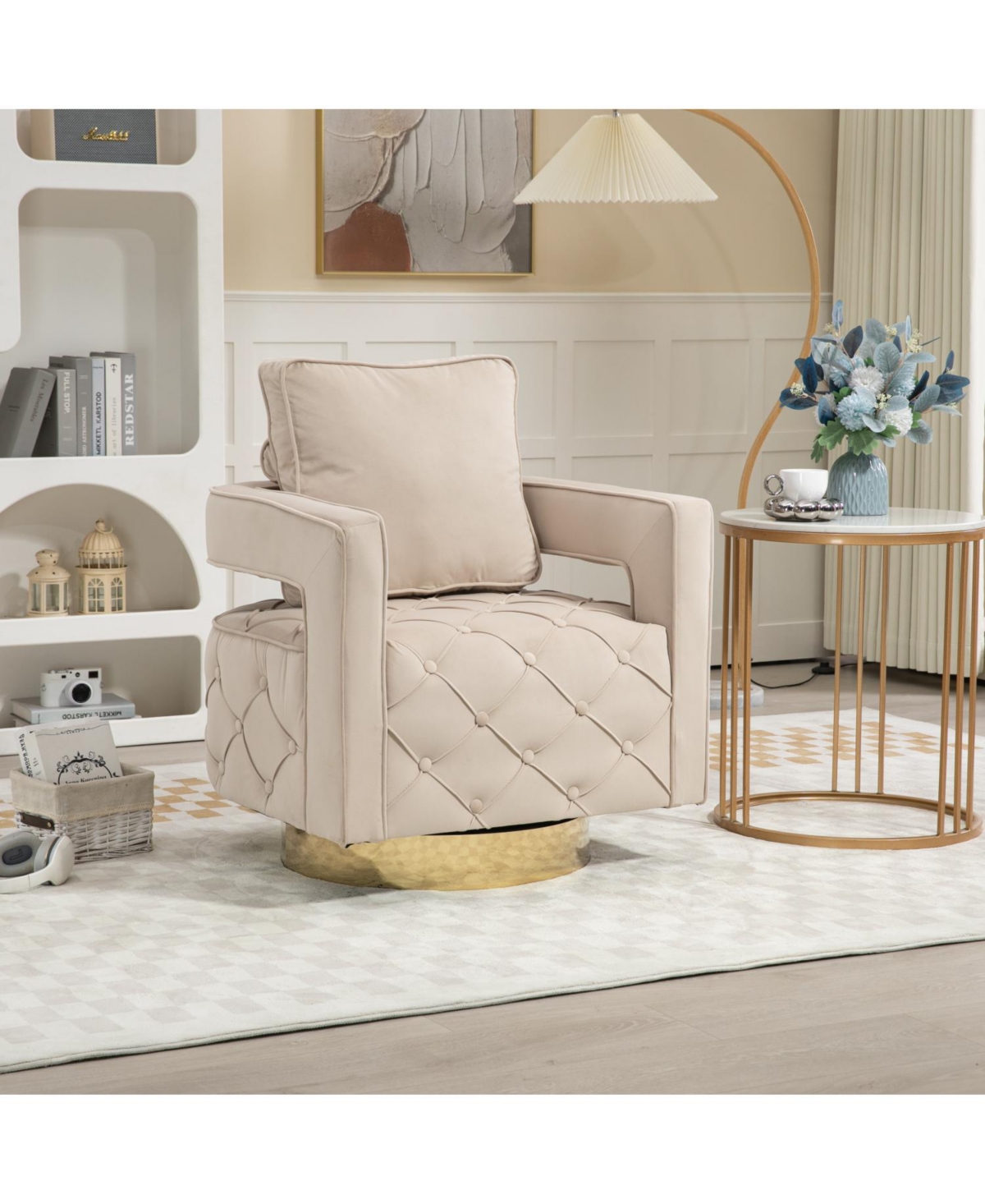 Click here for Streamdale Modern Velvet Accent Chair with Pillow... prices