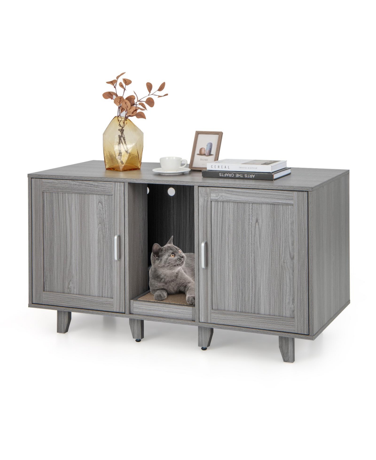 Click here for 2-Door Cat Litter Box Enclosure with Winding Entry... prices